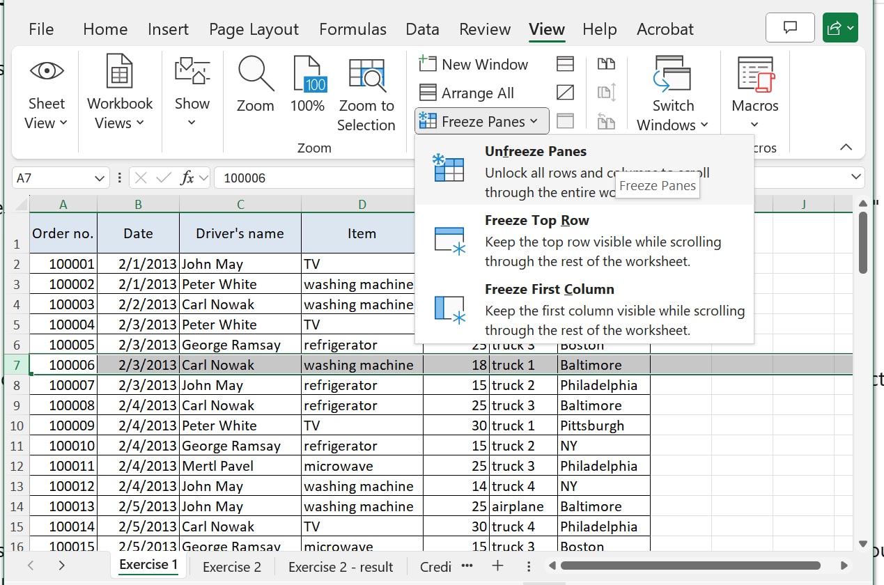 How to Freeze a Row in Excel