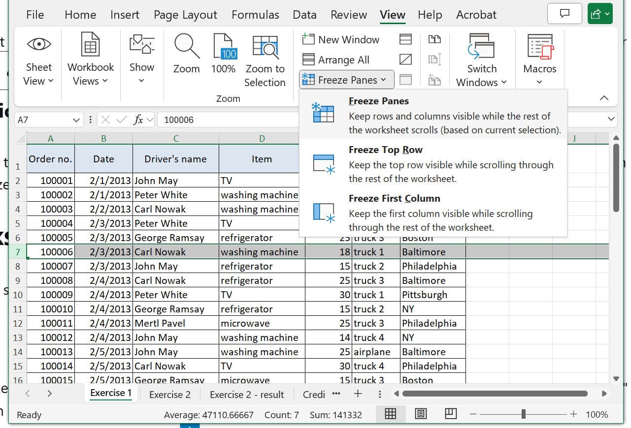 How to Freeze a Row in Excel