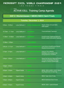 Microsoft Excel World Championship 2024 Agenda - Excel TV