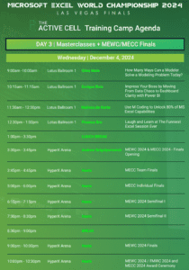 Microsoft Excel World Championship 2024 Agenda - Excel TV